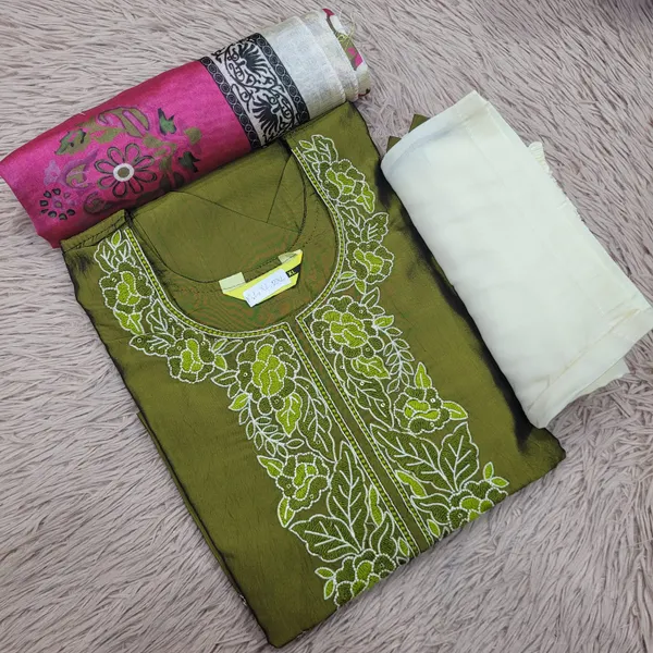 Silk Top Bottom Dupatta set | TS2378 | Doubleu Fashions