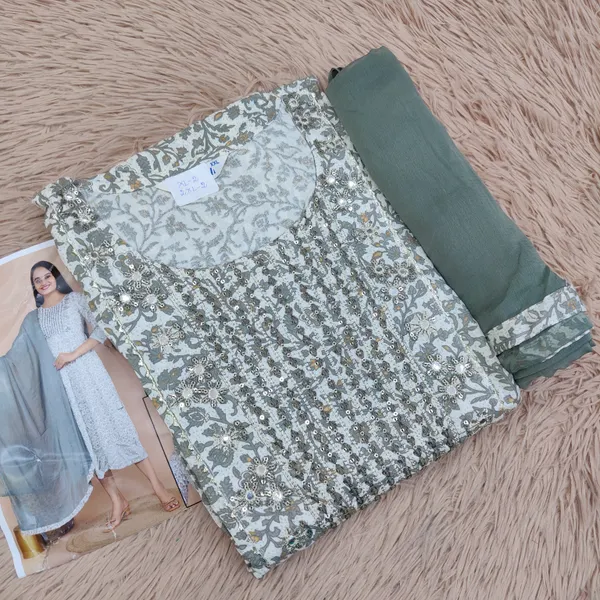 Premium Rayon Cotton Kurti with Dupatta Set | KS882 | Doubleu Fashions