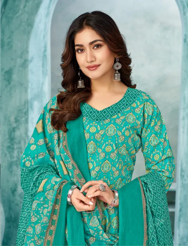 Pure Cotton Anarkali Top Bottom Dupatta Set | TS1671 | Doubleu Fashions